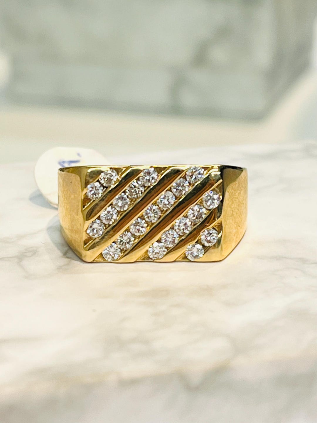 14K Yellow Gold Diamond Square Pinky Ring(rmd14-5) - Etsy