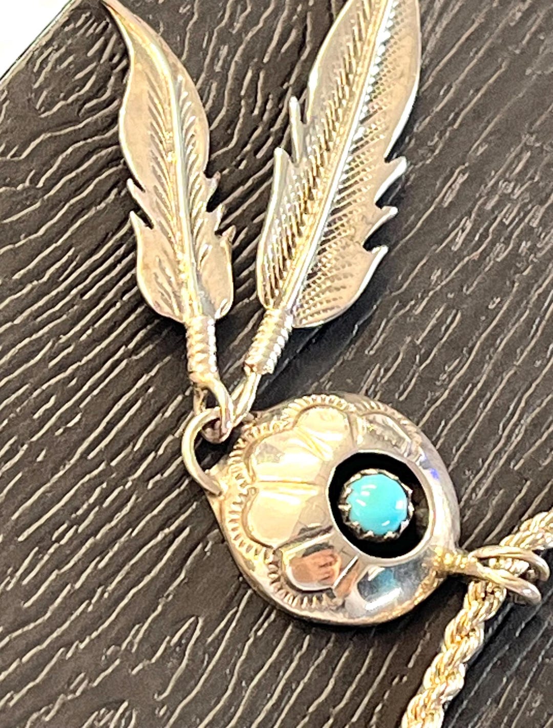 Southwestern Concho Shield and Feather Turquoise Dangle Charm Pendant ...