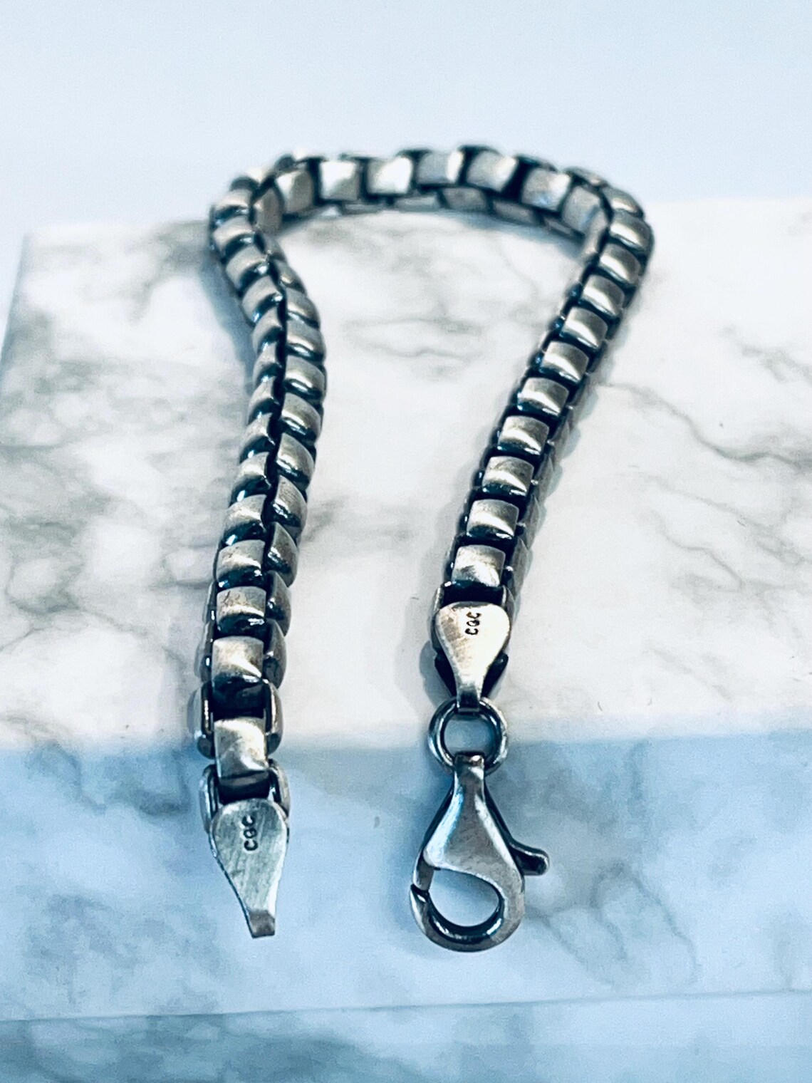 24. Gram 8" Sterling Silver Heavy Rounded Box Chain Link Bracelet(sb018 ...
