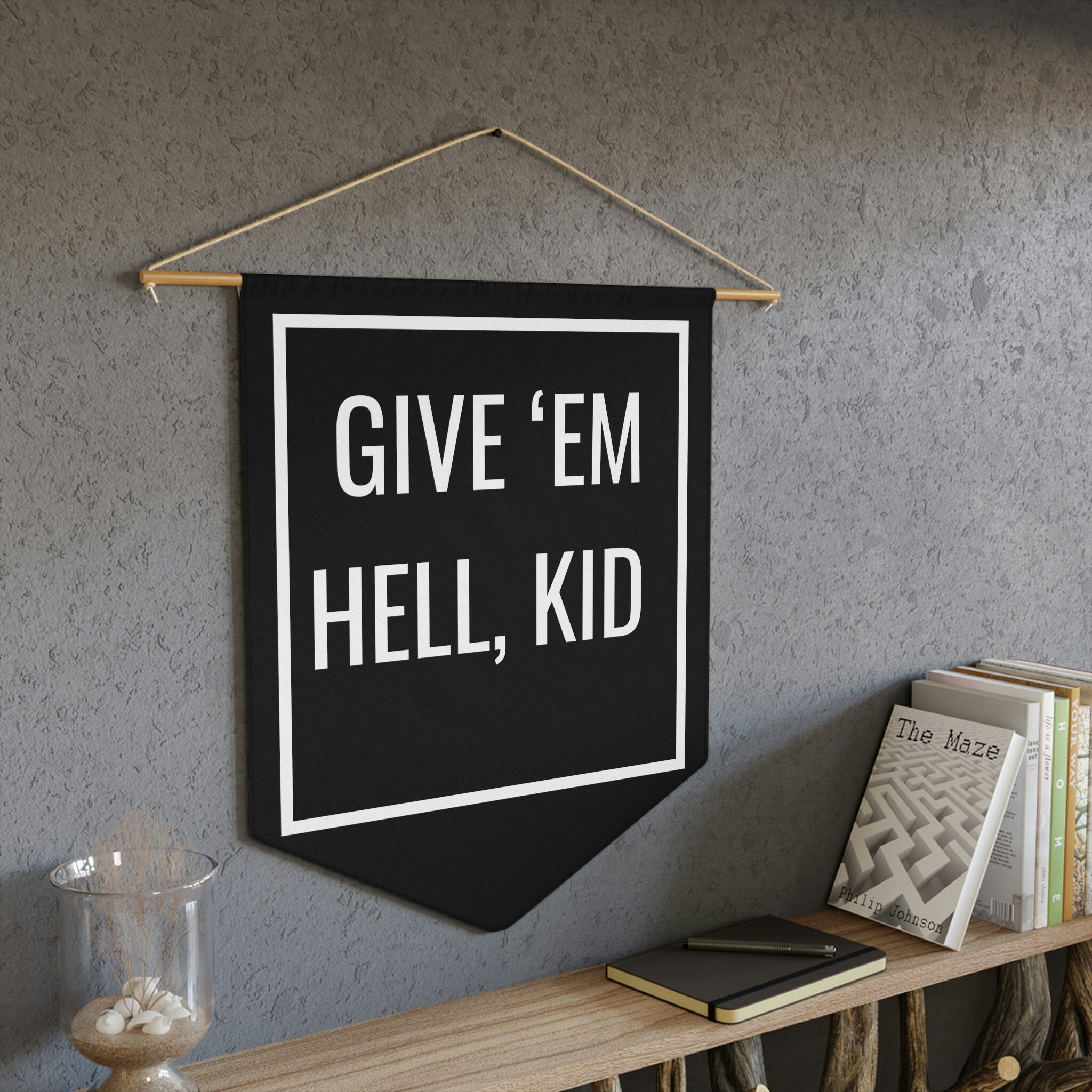 Give Em Hell Kid Pennant | Pennant Flag | Wall Art Banner | Kids Room Decor |nursery | Play Room ...