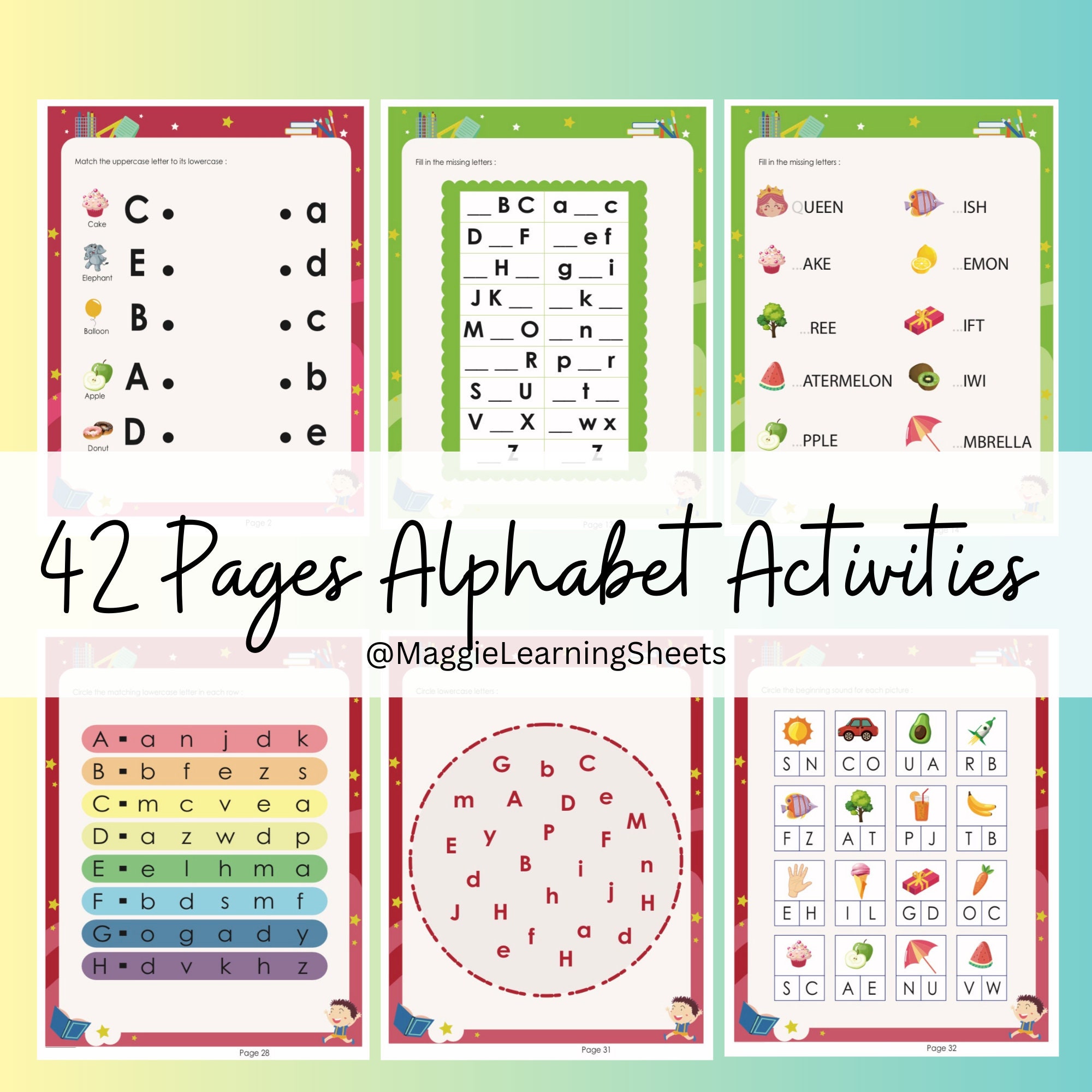 Alphabet Activity Worksheet for Kids, Letter Tracing Coloring ...