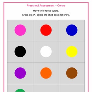 Preschool Assessment Forms, Printable Assessment Activity Worksheets ...