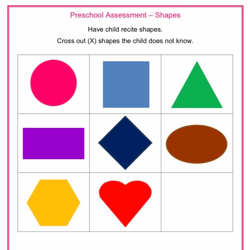 Preschool Assessment Form & Activities Kit - Printable Activity ...