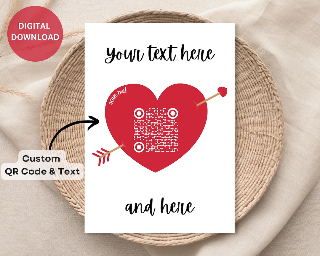 Custom QR Code Greeting Card, Personalized Valentine Card, Original Love Letter, Card for Him ...