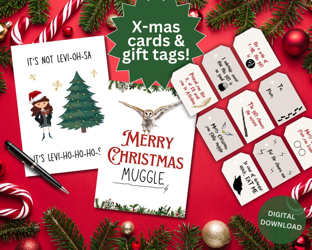Wizard Christmas Card, Wizard Gift Tags Bundle, Wizard Themed Gifts ...