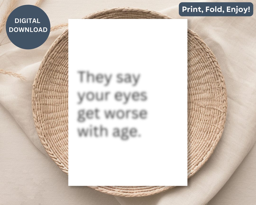 Bad Eyesight Funny Birthday Card, Funny Blurred Vision Card, Old Age ...