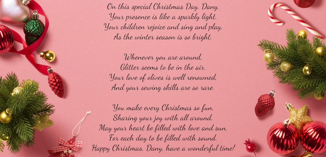 Personal Christmas Poem - Etsy