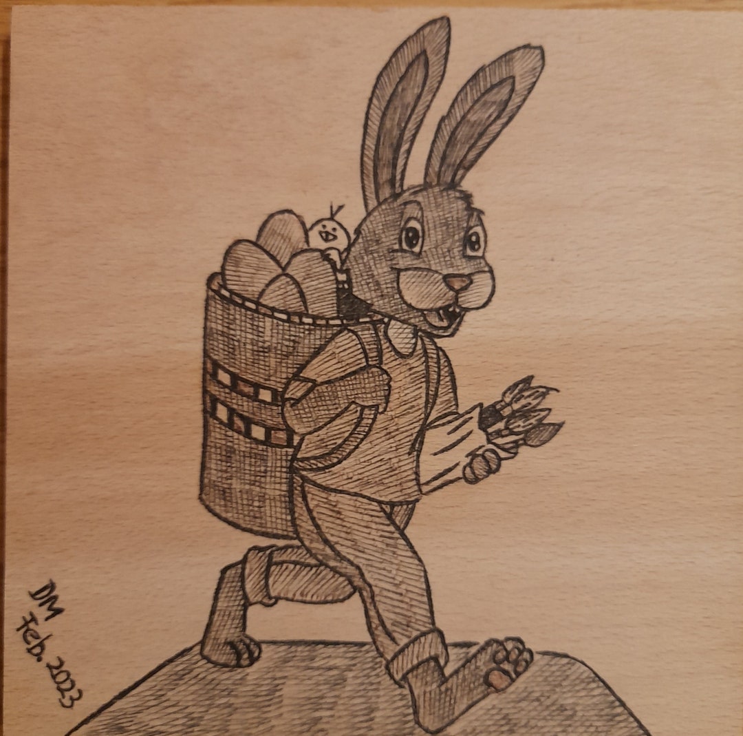 Pyrography Painting Motif Easter Bunny - Etsy