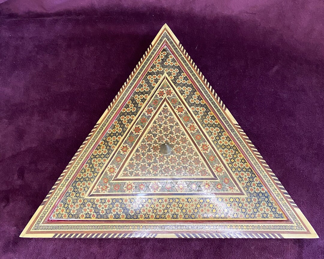 Vintage Middle Eastern Wood Box With Mosaic Marquetry Inlaid With Wood ...