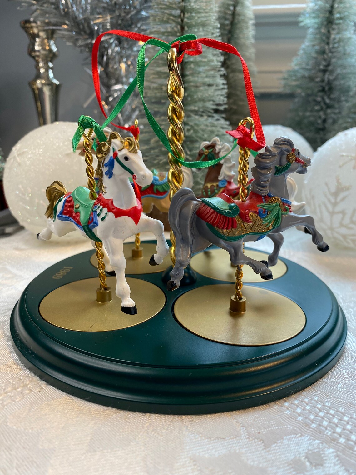 1989 Hallmark Carousel 4 Horses With Stand - Etsy