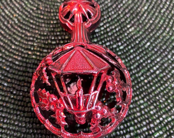 Vintage Red Lantern Tree Topper 1970s Finial Ornament Retro Christmas ...