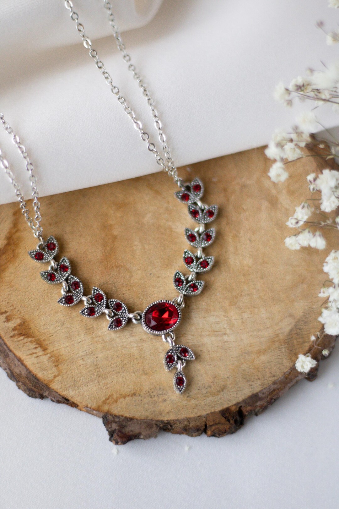 1980s Vintage Napier Ruby Red Crystal Necklace Victorian Revival ...