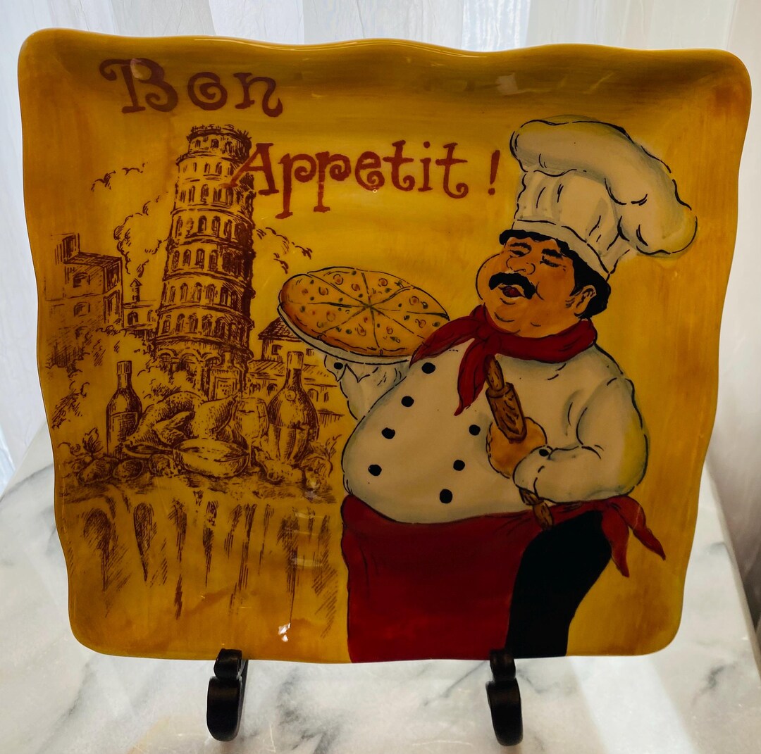 Fat Chef Bon Appetit Square Plate - Etsy