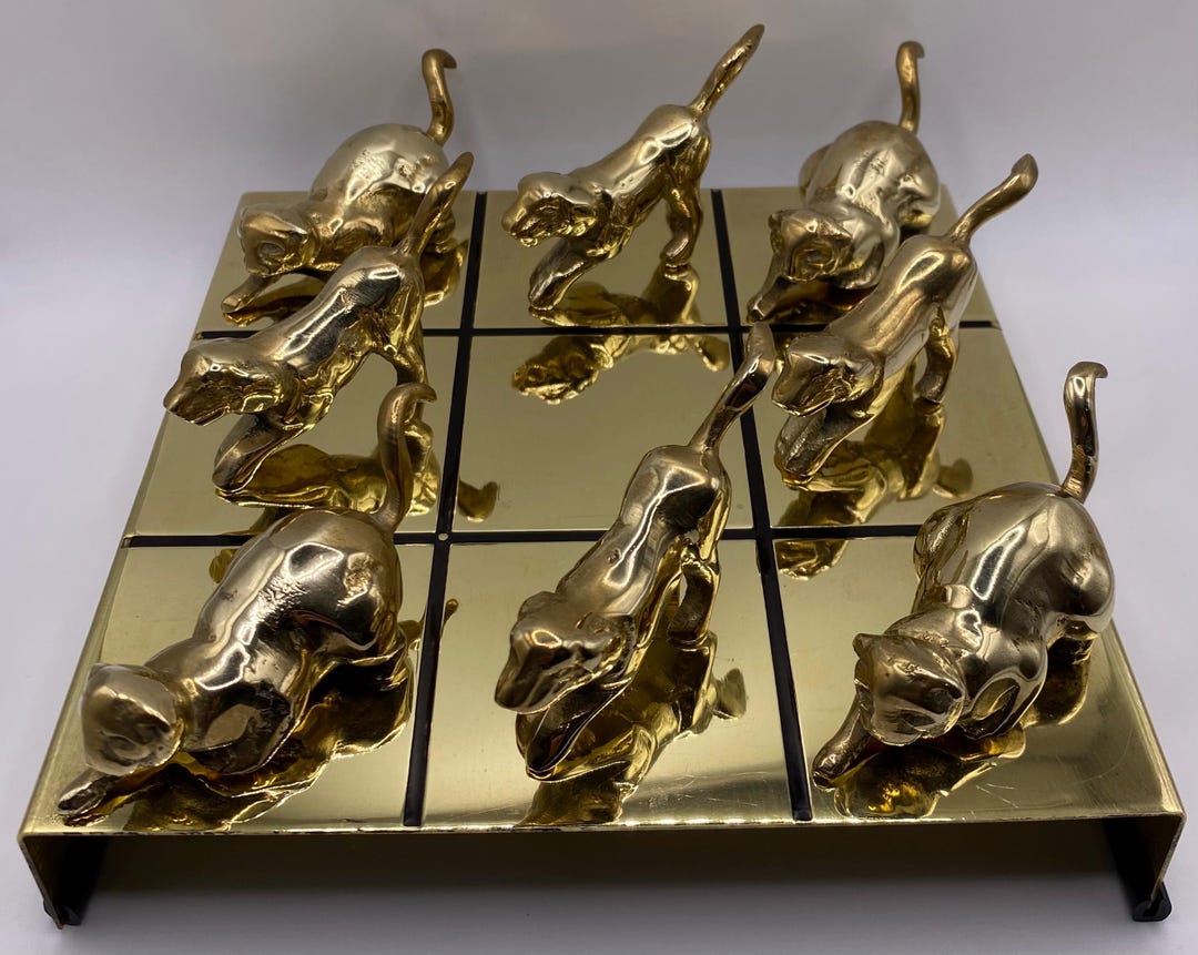 Vintage Brass Penco Brass Dog and Cat Tic Tac Toe Game - Etsy