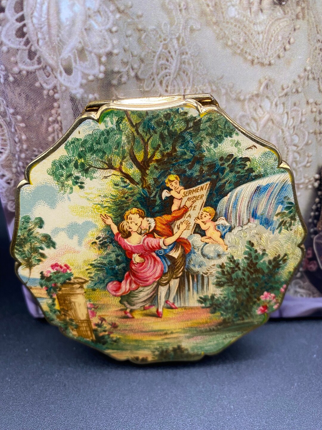 Vintage Victorian Gold Plate Compact by Stratton - Etsy