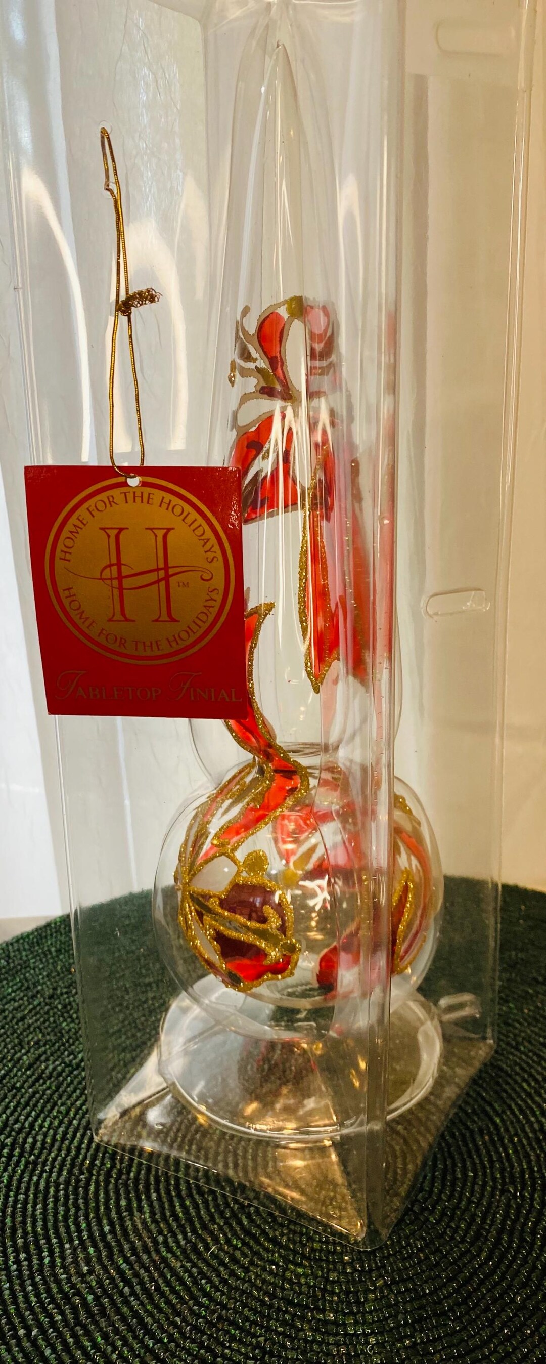 Vintage Glass Ribbon Tabletop Finial Ornament Home for the Holidays NOS ...