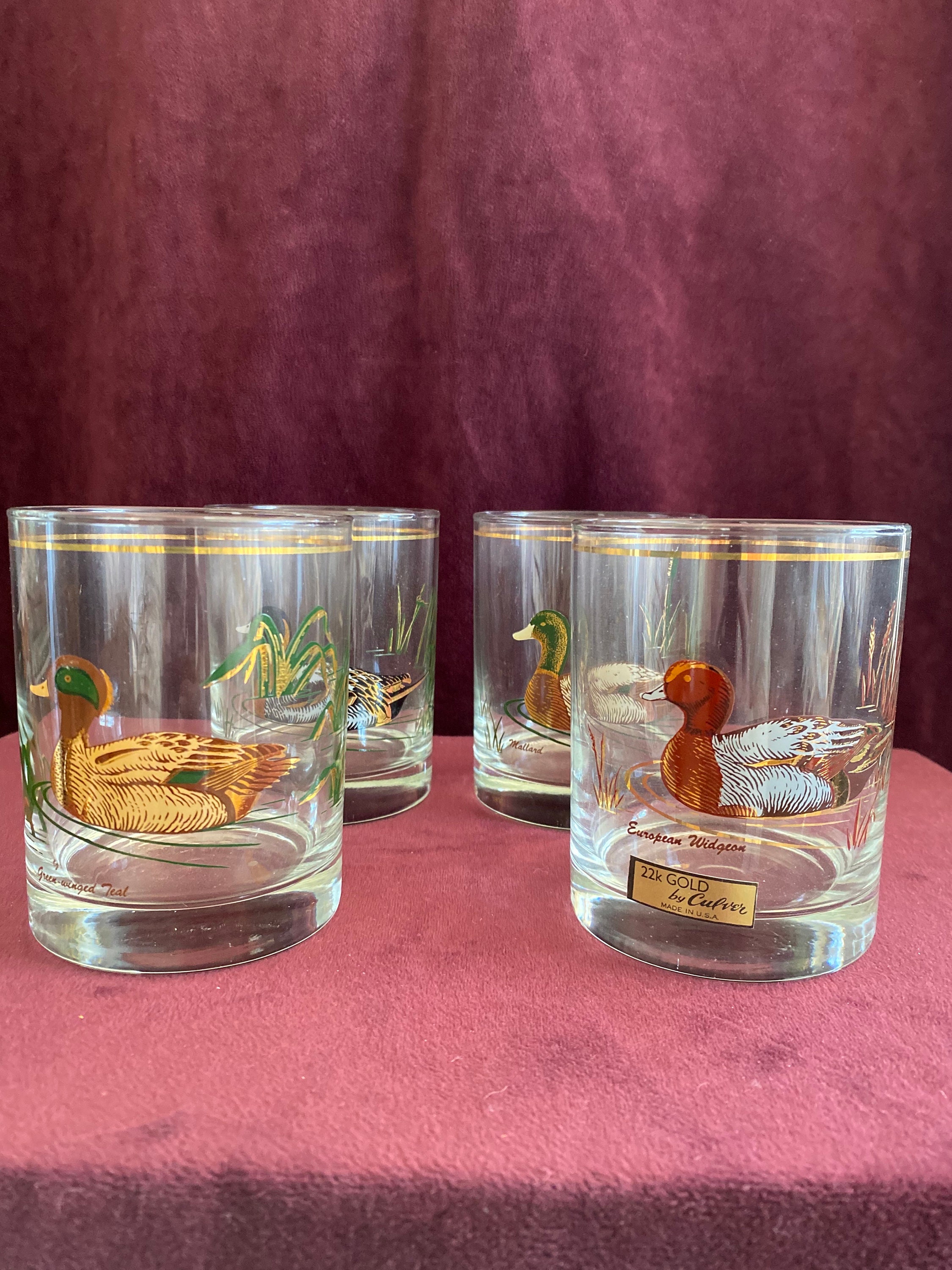New Vintage MCM Set of 4 Double Old Fashion Glasses by Culver 22 Kt ...