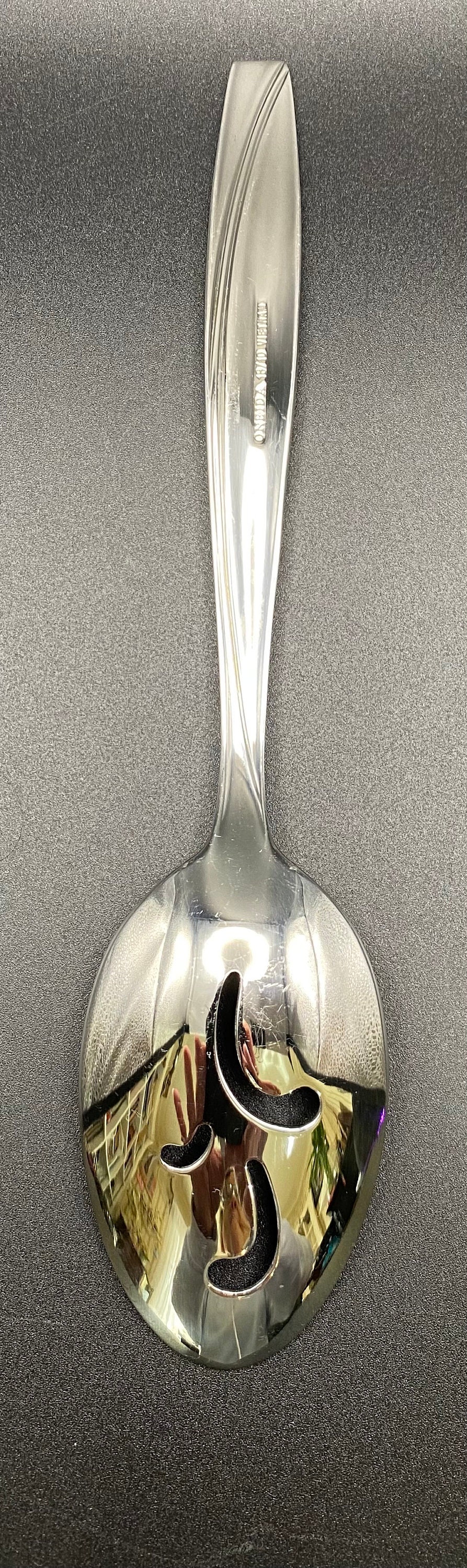 Camlynn Cleo Stainless by Oneida Silver Slotted Serving Spoon - Etsy