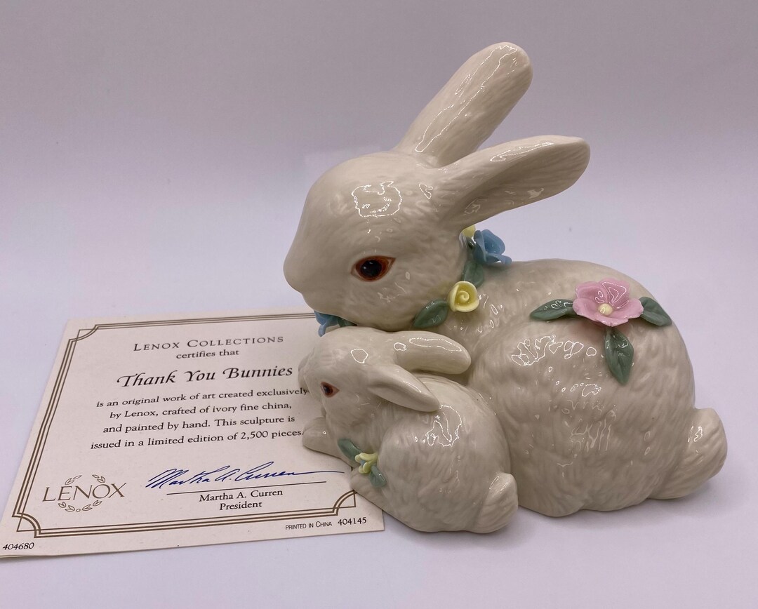 Vintage Lenox Collections Thank You Bunnies Collectible Fine Ivory ...