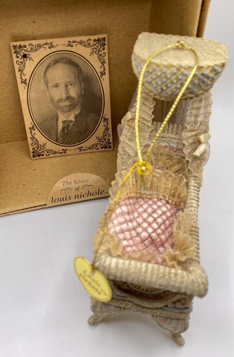 Vintage Christmas Louis Nichole Victorian Baby in Crib Ornament With ...