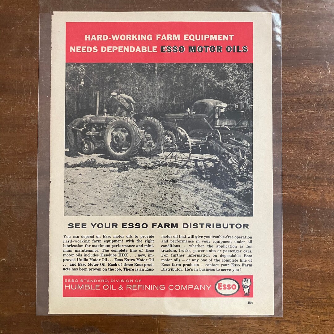 Original 1920's Esso Motor Oils Magazine Advertising - Etsy