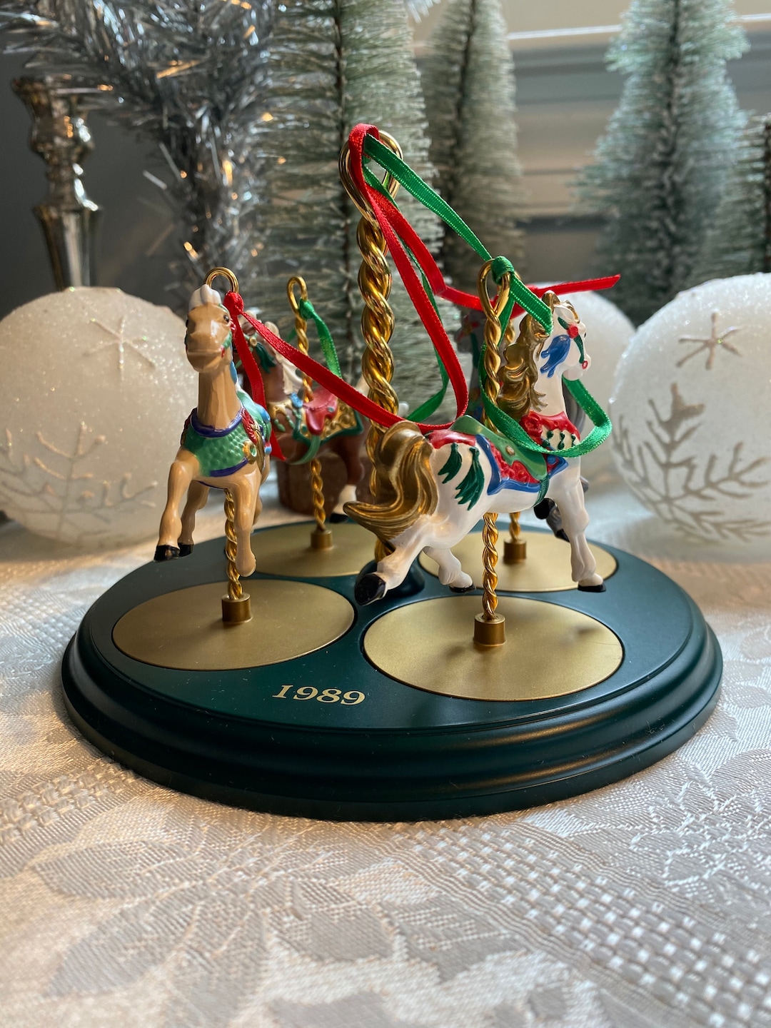 1989 Hallmark Carousel 4 Horses With Stand - Etsy