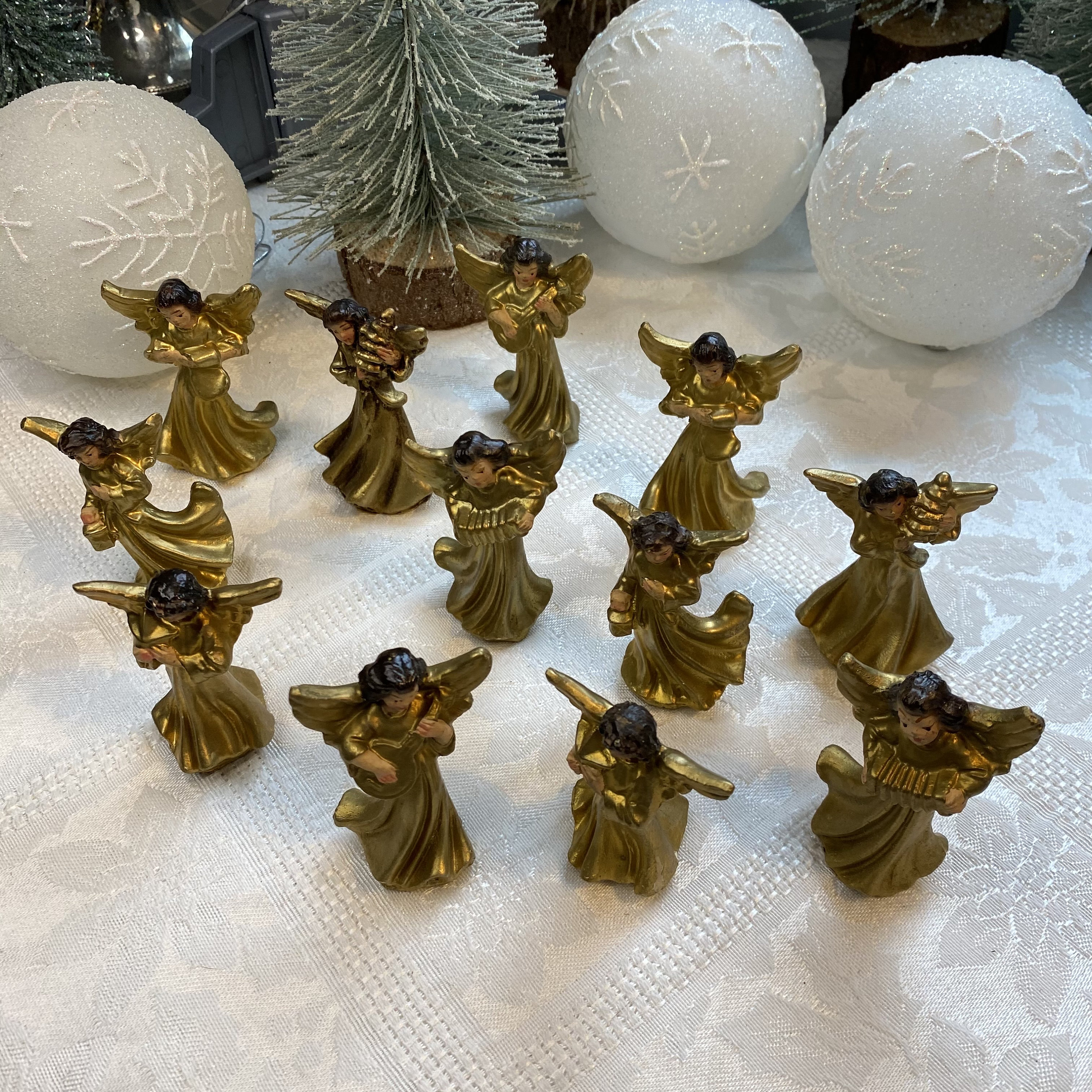 Vintage Set of 12 Gold Angels Choir Angles Musical Angels Made in Italy ...