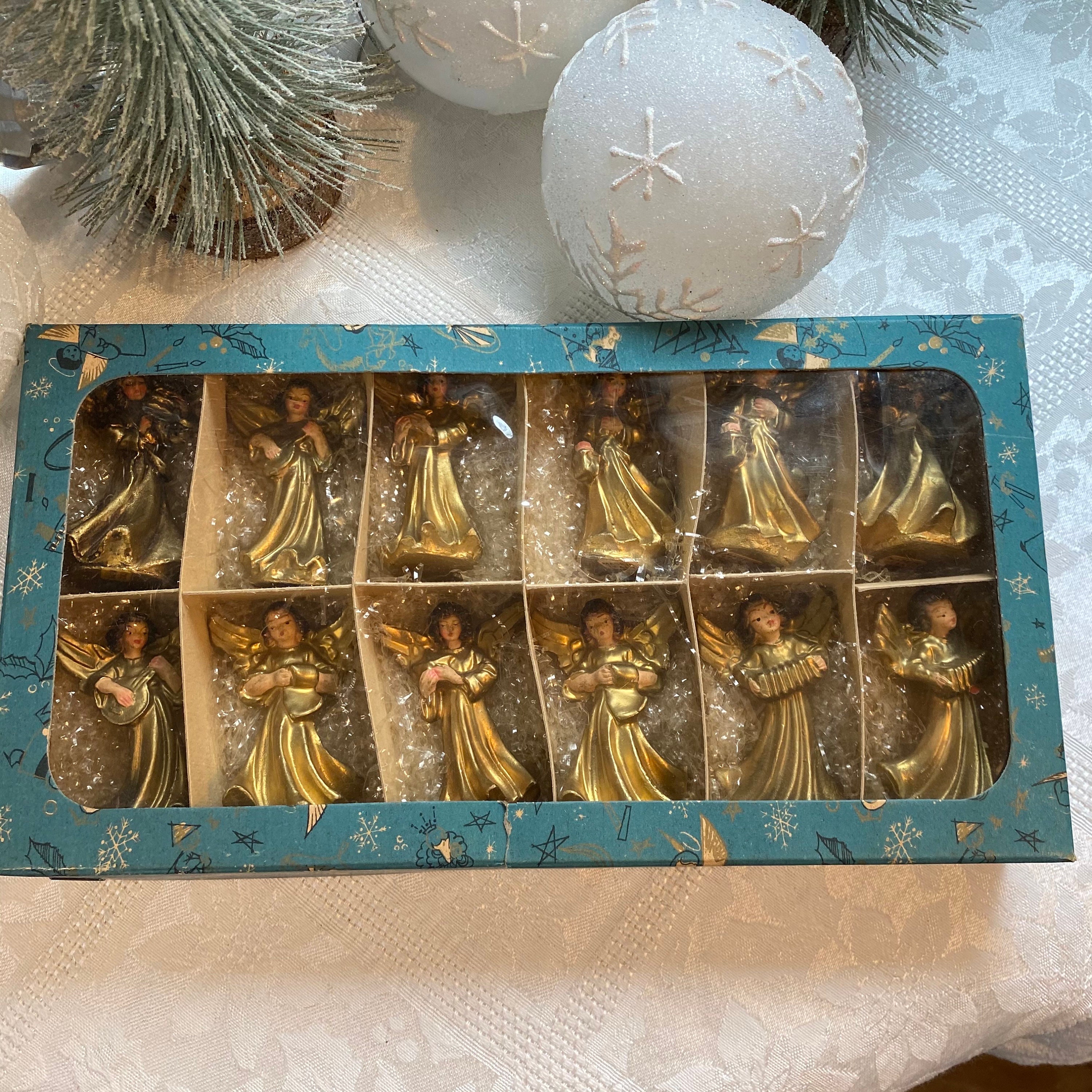 Vintage Set of 12 Gold Angels Choir Angles Musical Angels Made in Italy ...
