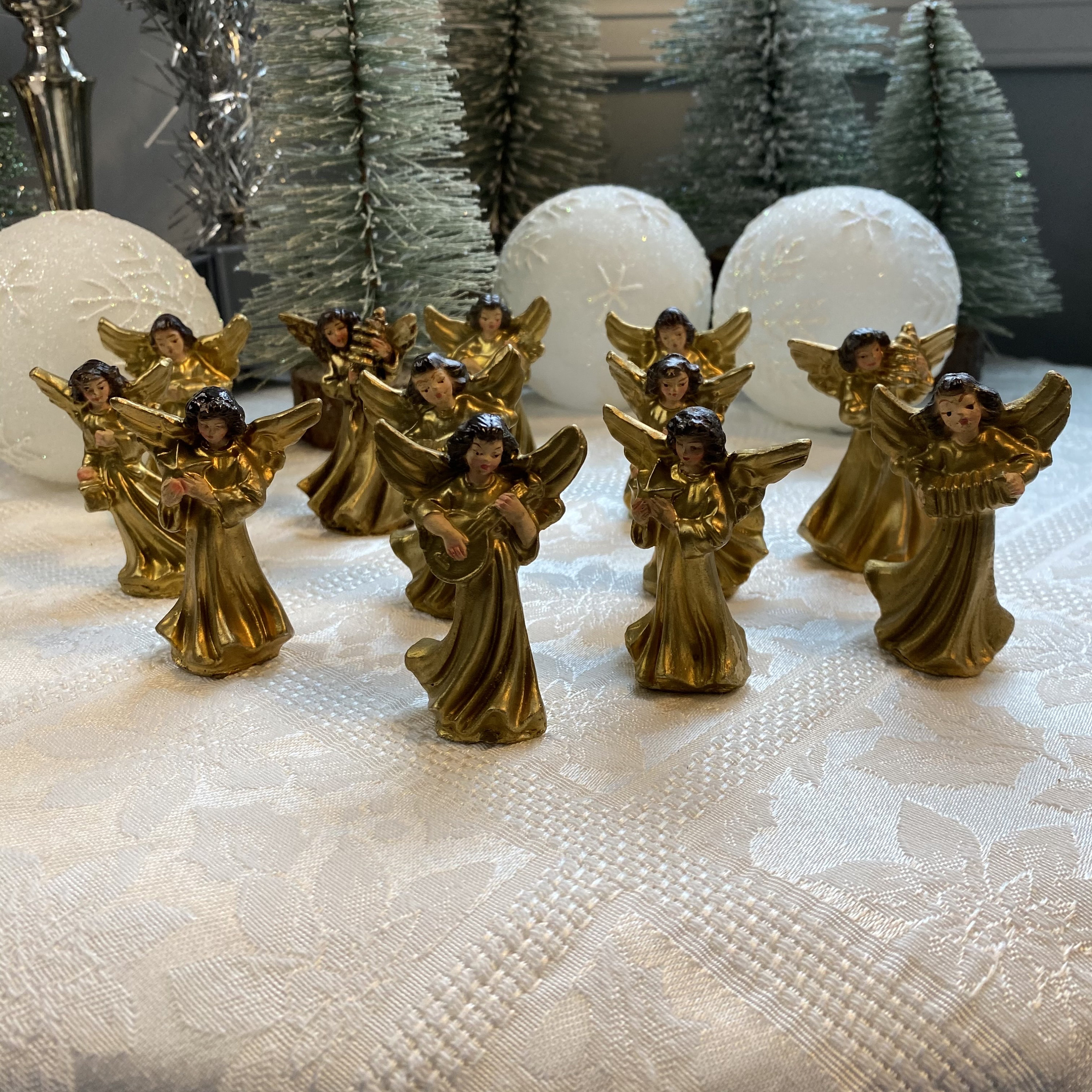 Vintage Set of 12 Gold Angels Choir Angles Musical Angels Made in Italy ...