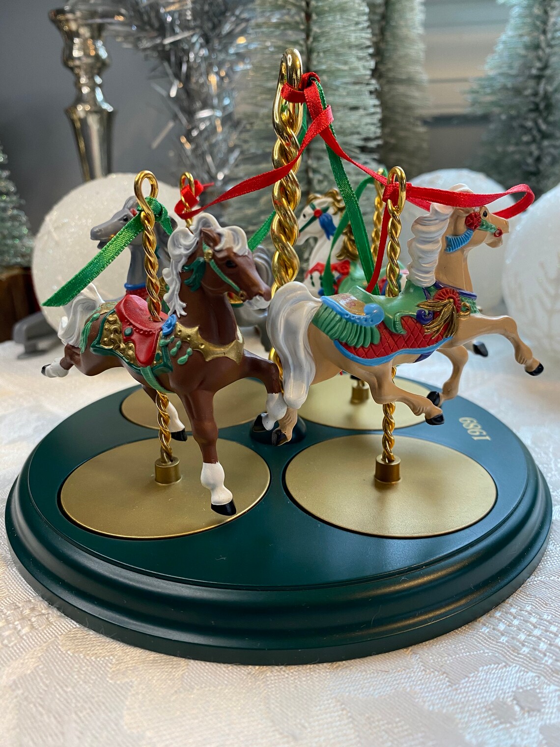 1989 Hallmark Carousel 4 Horses With Stand - Etsy