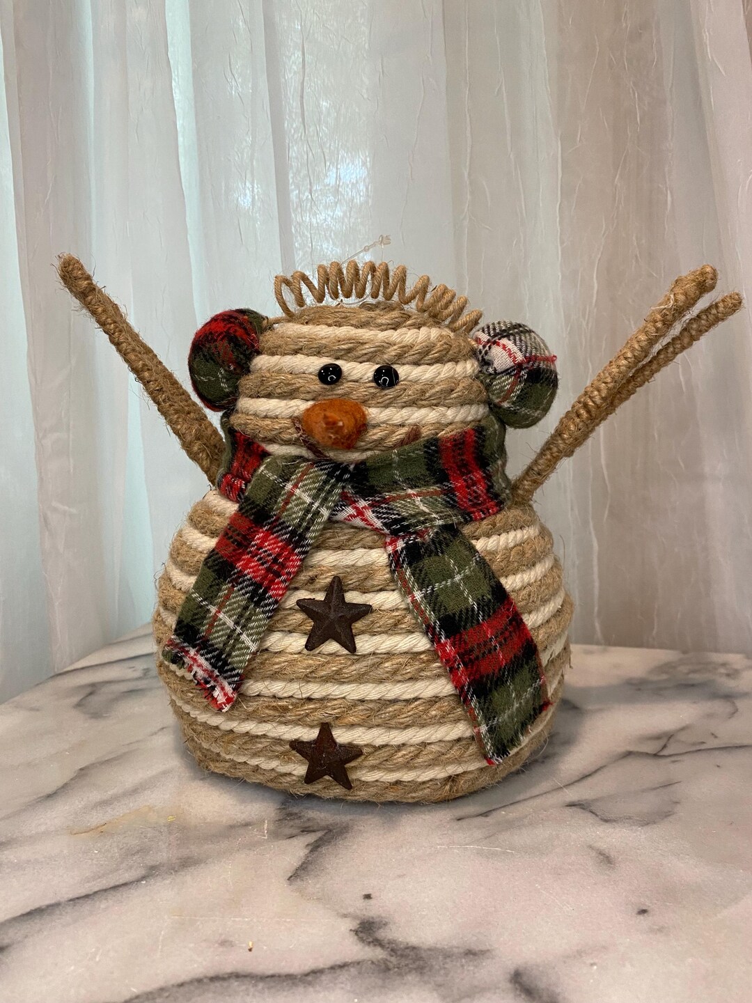 Jute Rope Winter Snowman Centerpiece - Etsy