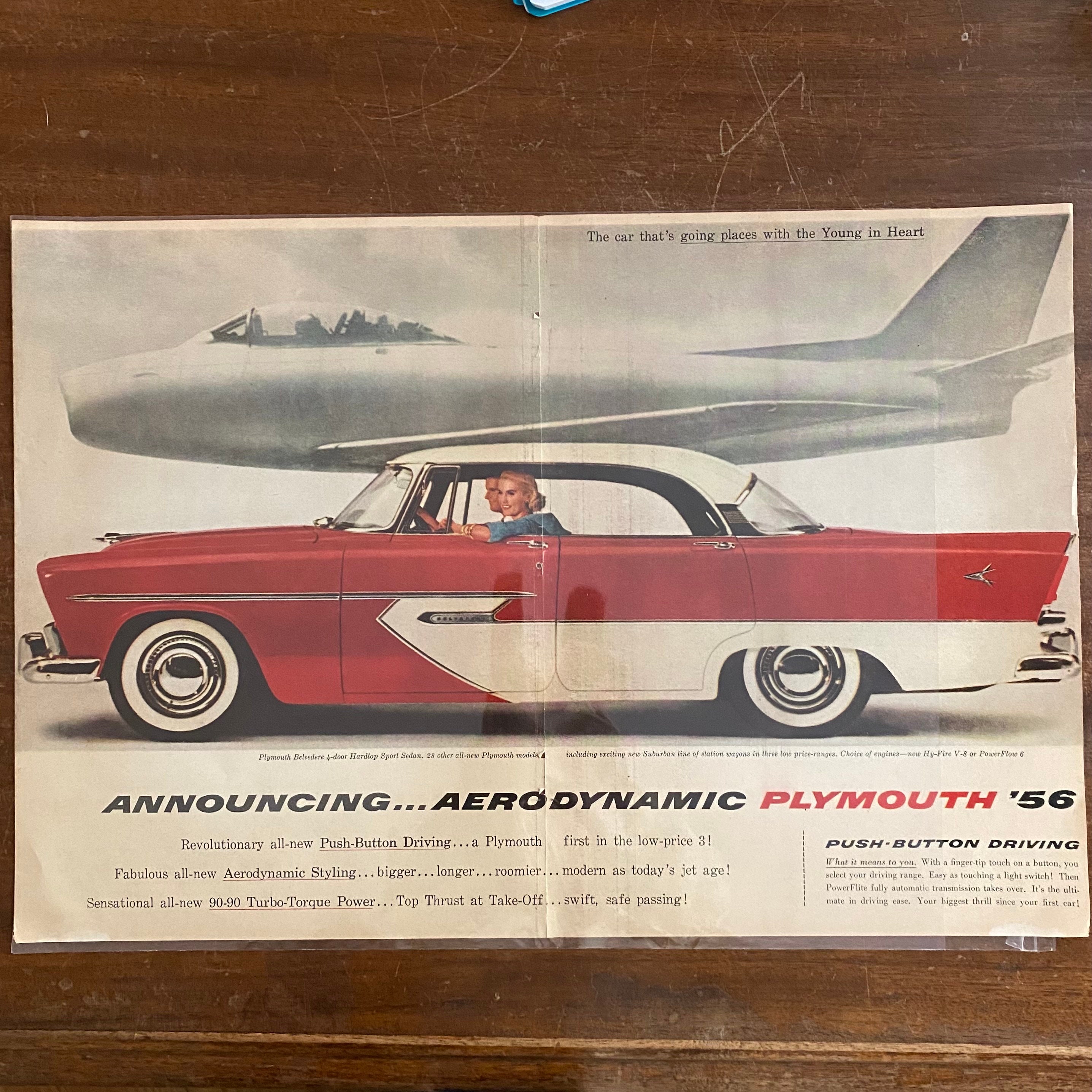 Original 1956 Plymouth Automobile Center Page Magazine Advertising - Etsy