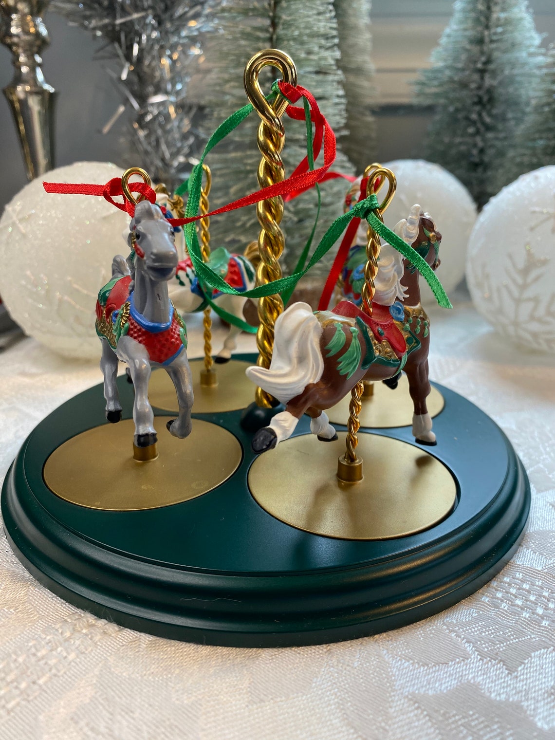 1989 Hallmark Carousel 4 Horses With Stand - Etsy
