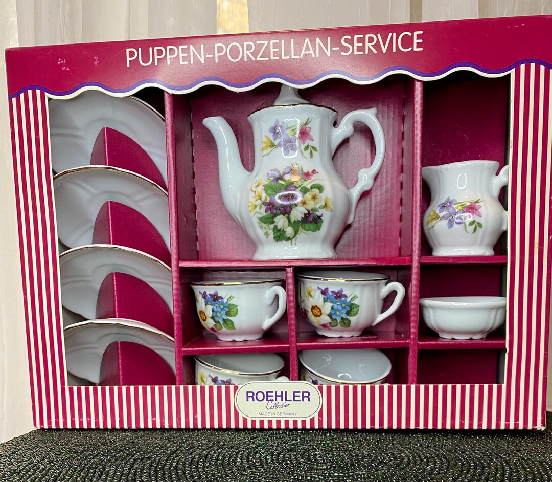 Vintage Roehler Collection Miniature Porcelain Doll Tea Set With ...