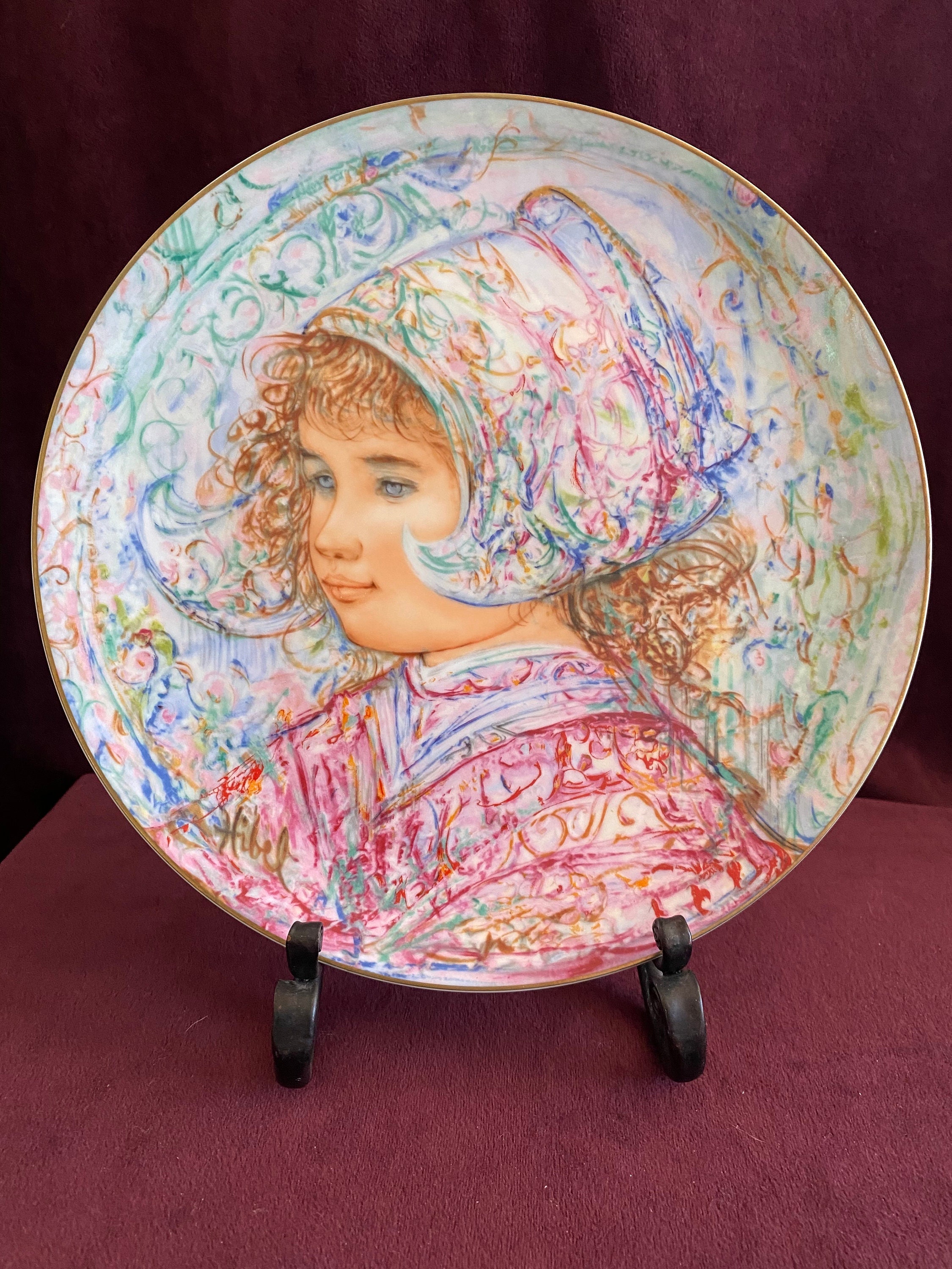 Vintage Collectors Plate Edna Hibel - Etsy