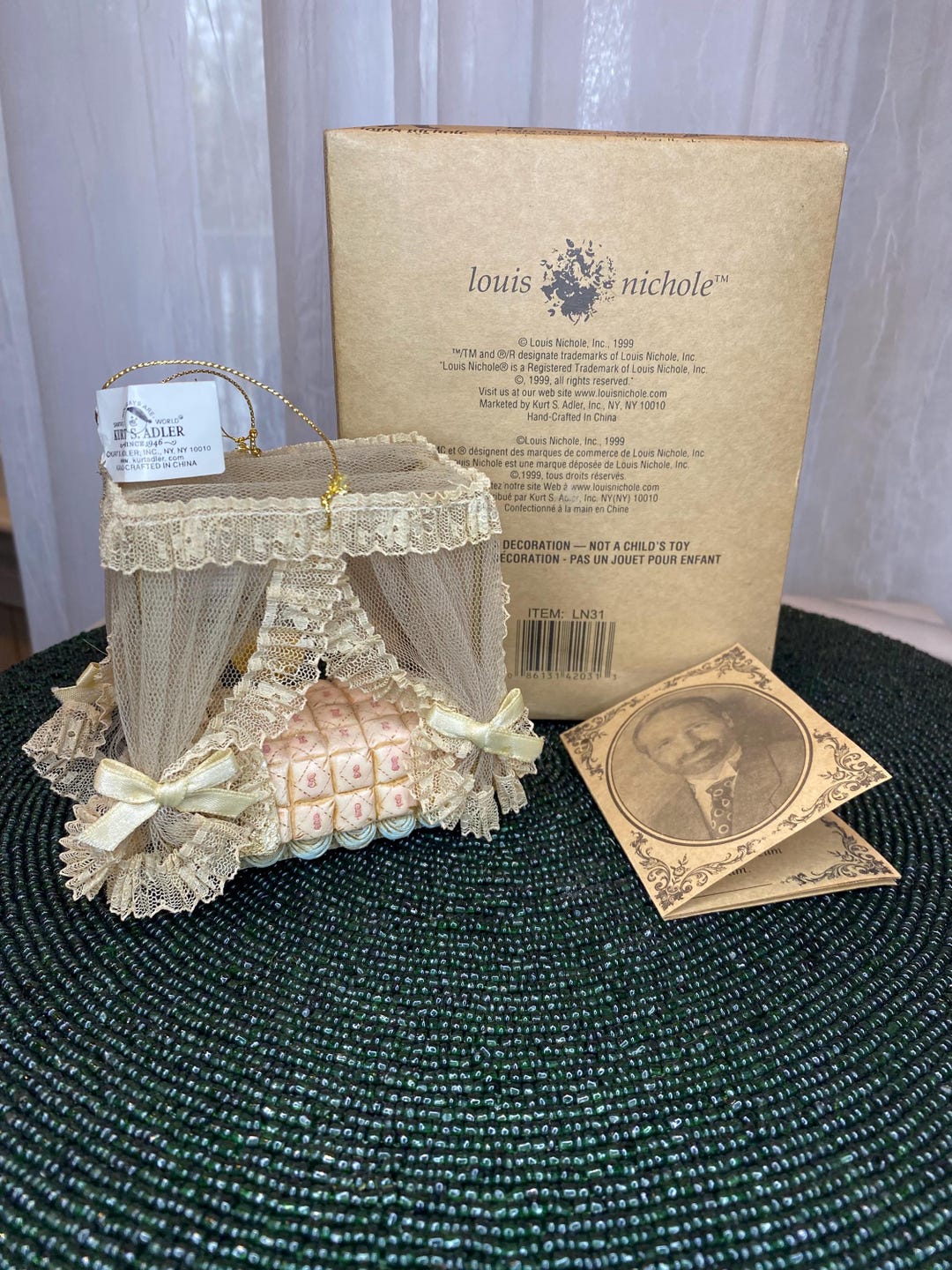 Vintage Louis Nichole Miniature Canopy Dollhouse Bed Ornament in ...