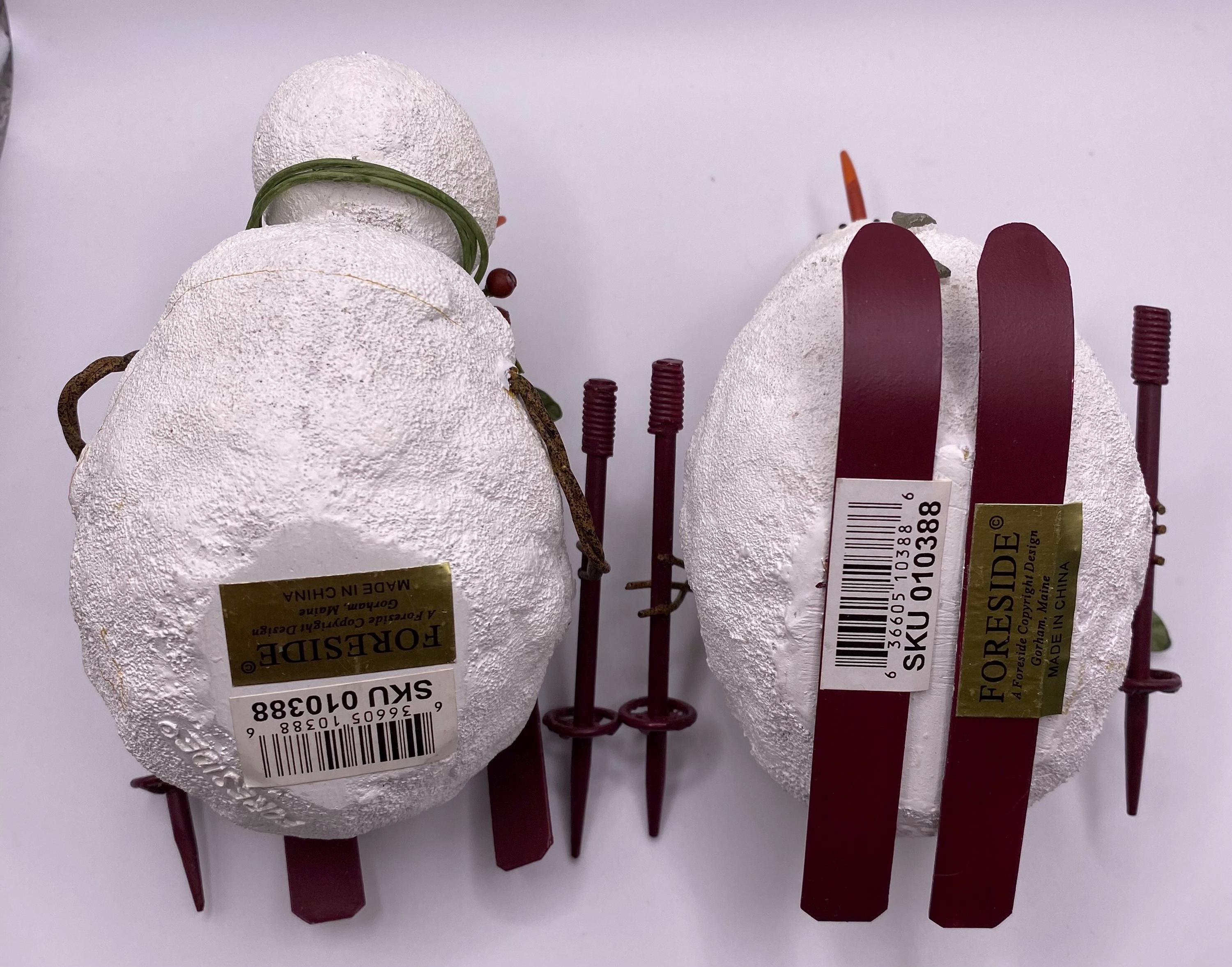 Set of 2 Snowman Figurines Made by FORESIDE, Gorham Maine - Etsy