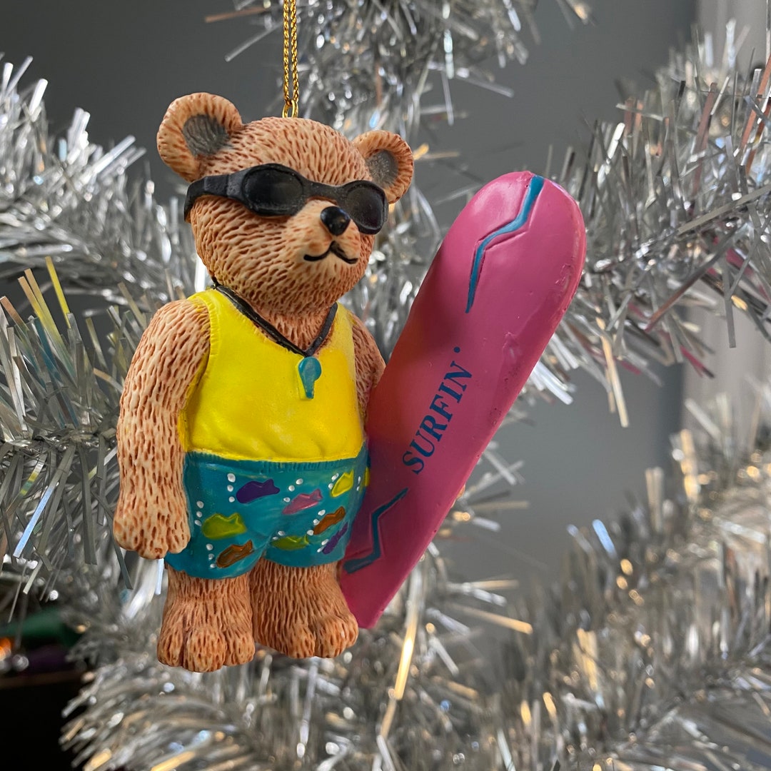 Vintage Claire's Surfin Bear Christmas Tree Ornament - Etsy