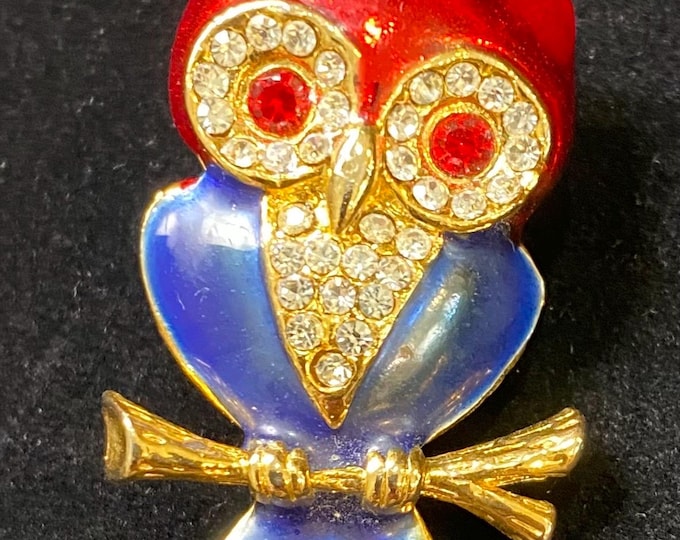Patriotic Red White and Blue Enameled Owl Pin - Etsy