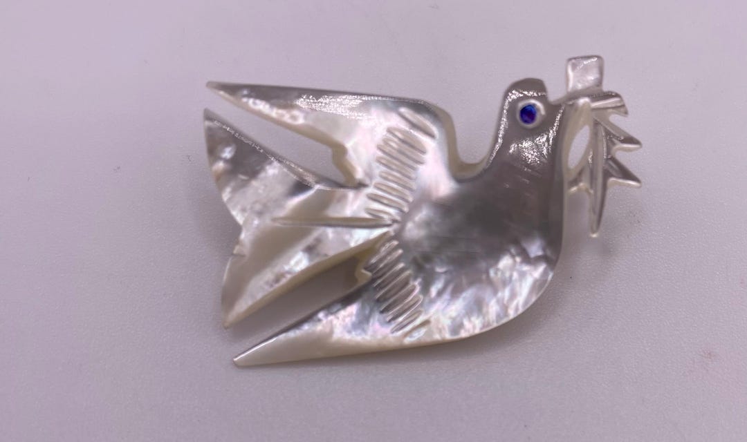 Vintage Hand Made Mother of Pearl Dove Pin - Etsy