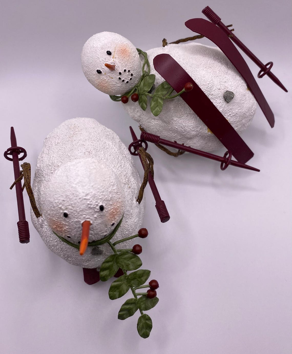 Set of 2 Snowman Figurines Made by FORESIDE, Gorham Maine - Etsy