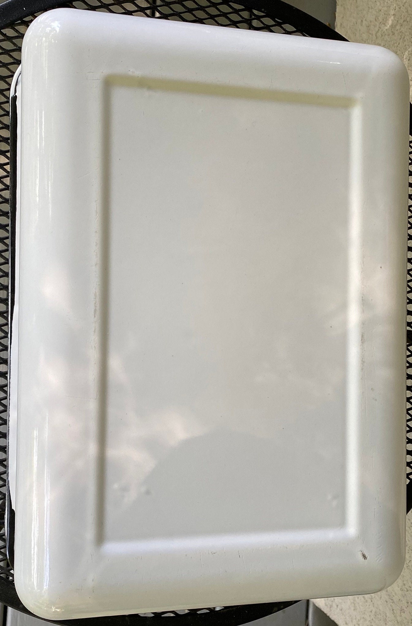 Circa 1940's White and Black Enamelware Large Lidded Rectangular ...