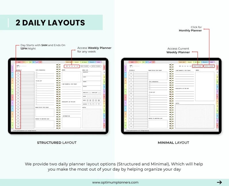 2024 Digital Daily Planner, Dated Life Planner for Goodnotes Notability ...