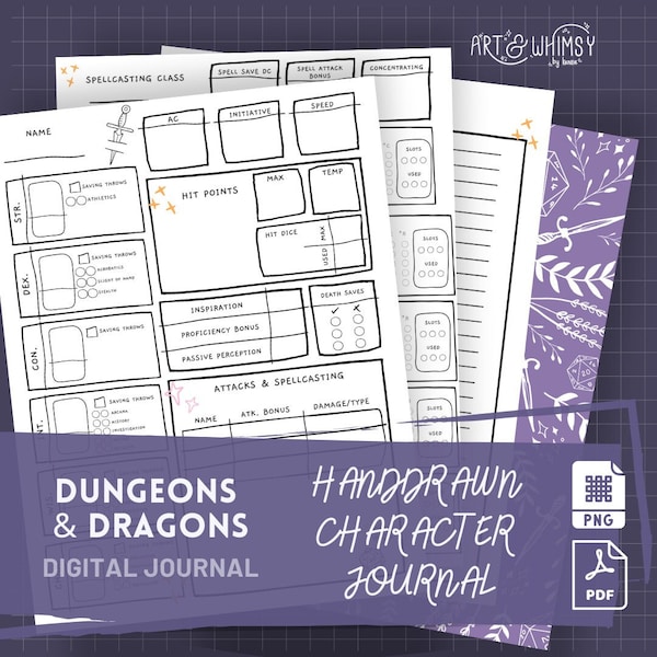Dnd Floral Character Sheet - Etsy