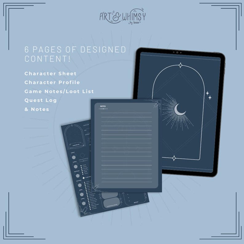 Celestial Dnd 5e Character Journal: Moon & Stars (PDF) - Etsy