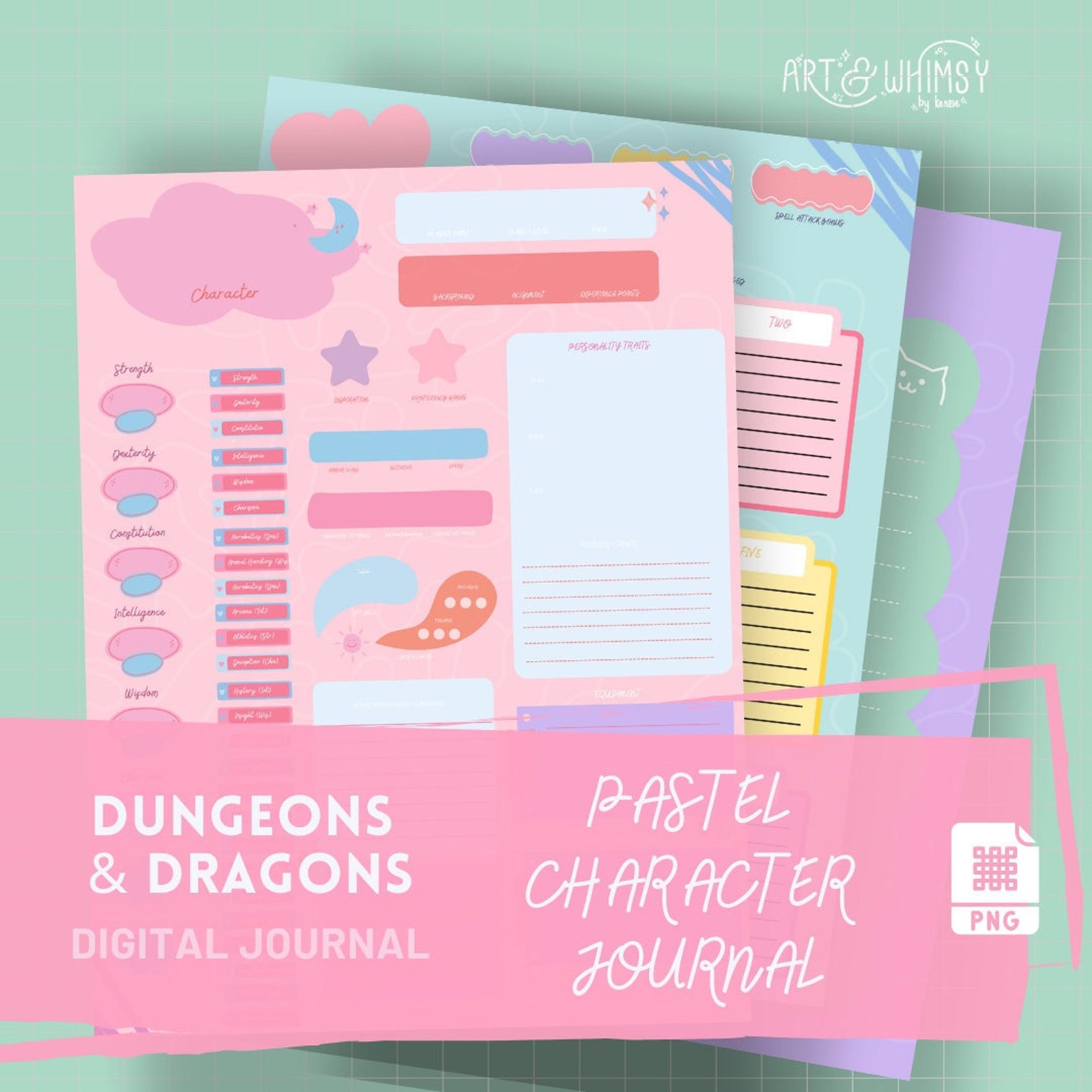 Pastel Dnd 5e Character Journal/character Sheet Printable Dnd/ttrpg ...
