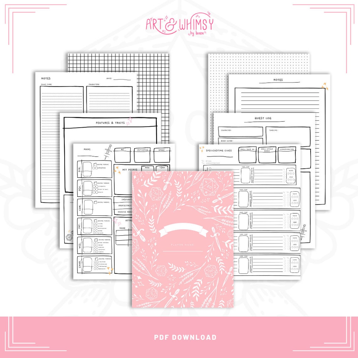 Handdrawn Dnd 5e Campaign Journal/ Character Journal - Etsy