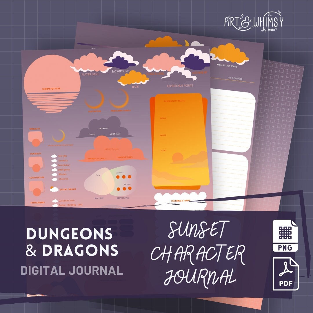 Dusk Character Journal Dnd 5e Campaign Journal/pdf Dungeons and Dragons ...