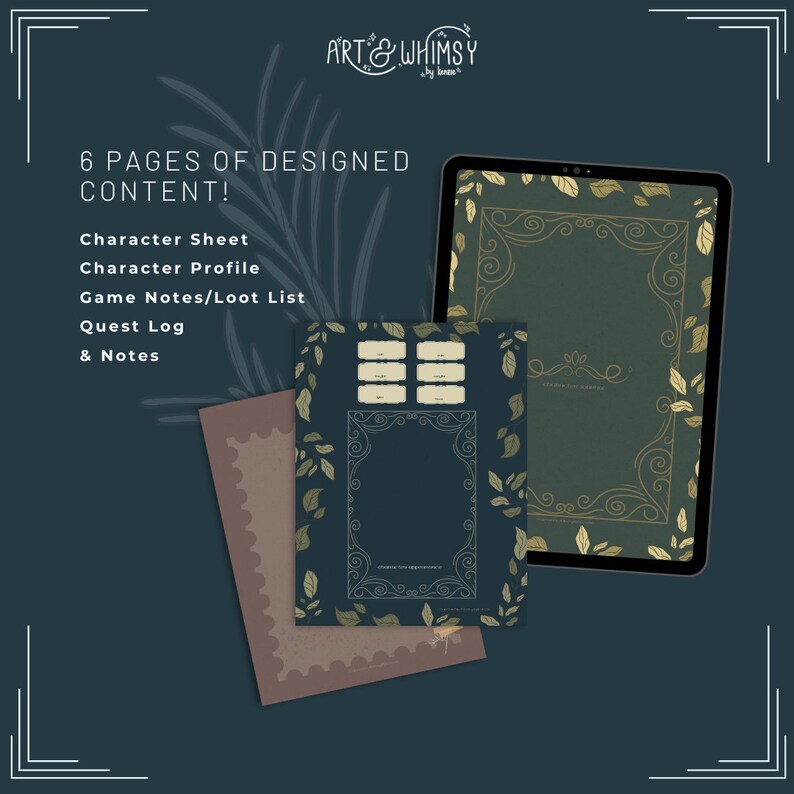 Vintage Fairytale Dnd 5e Campaign Journal: Printable Character Sheets ...