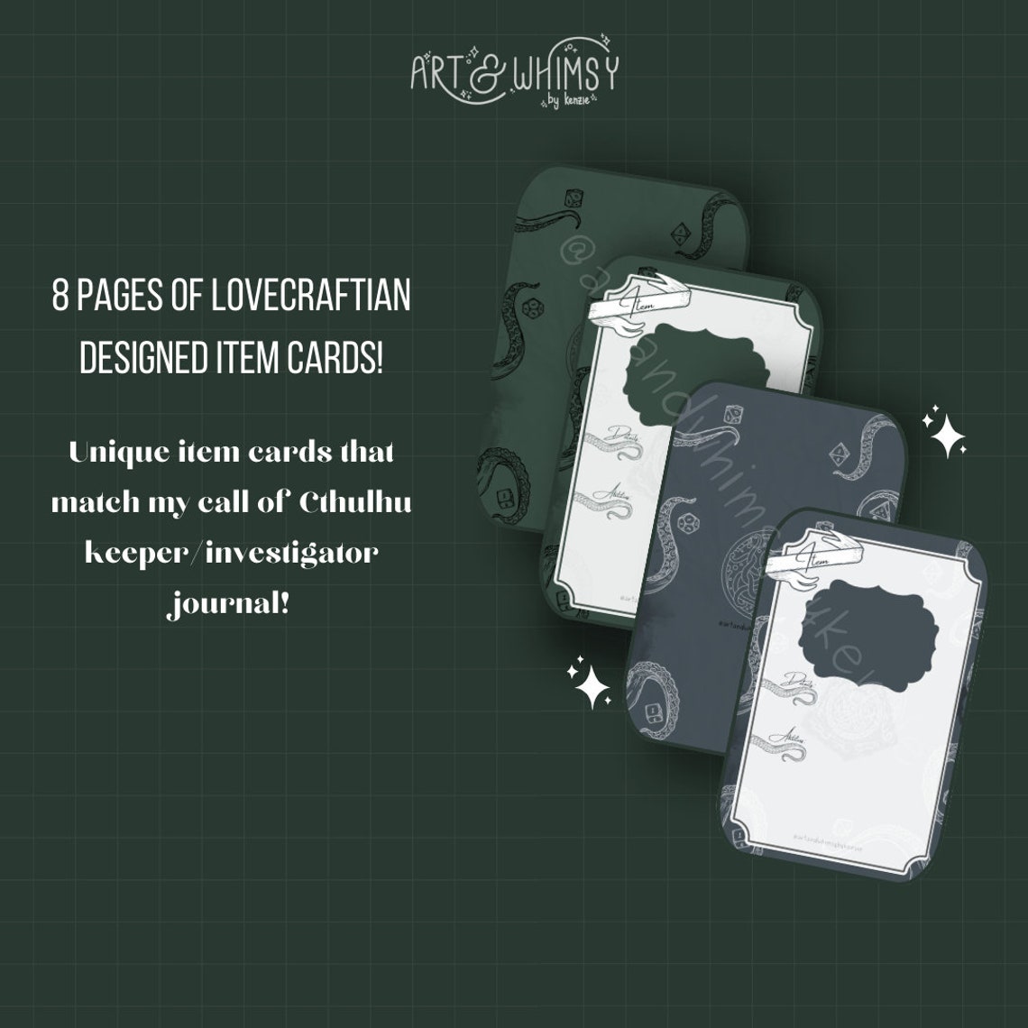 Coc Printable Fillable Custom Item Cards/digital Lovcraftian Cards/rpg ...